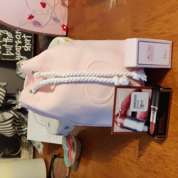 Dior | Bags | Dior Pink Drawstring Bag With Miss Dior Perfume Mac ...